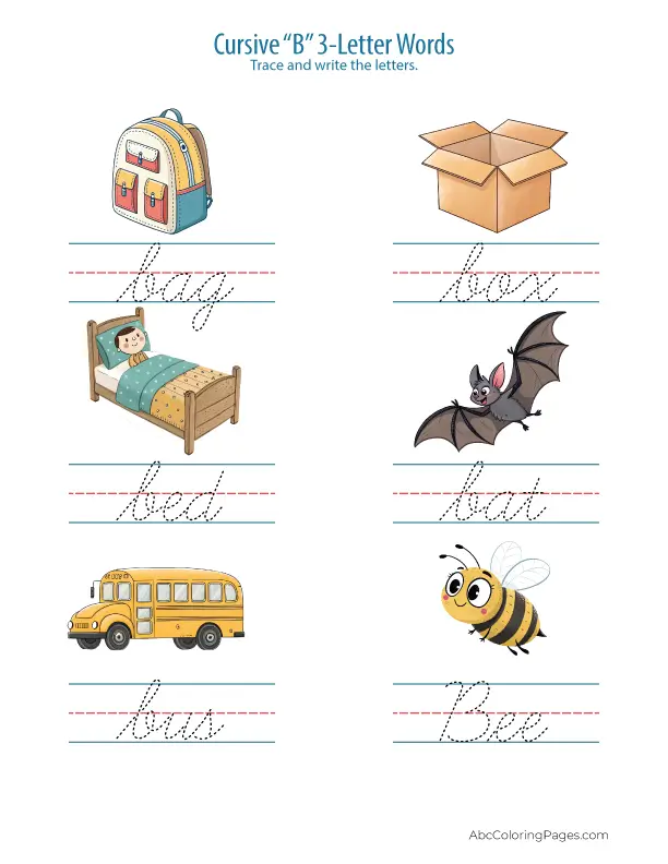 Free Worksheets b in cursive – Download & Print Instantly (PDF)