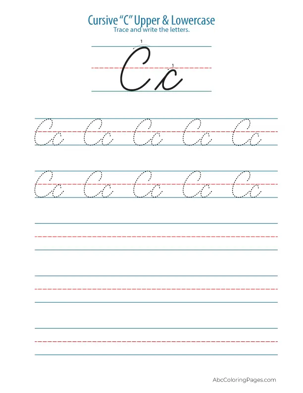 7 Free Worksheets c in cursive – Download & Print Instantly (PDF)