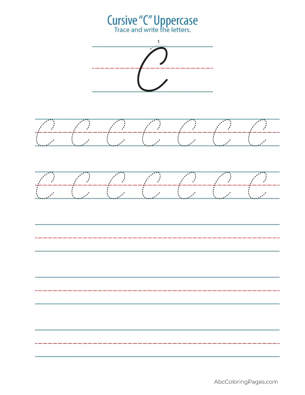 7 Free Worksheets c in cursive – Download & Print Instantly (PDF)